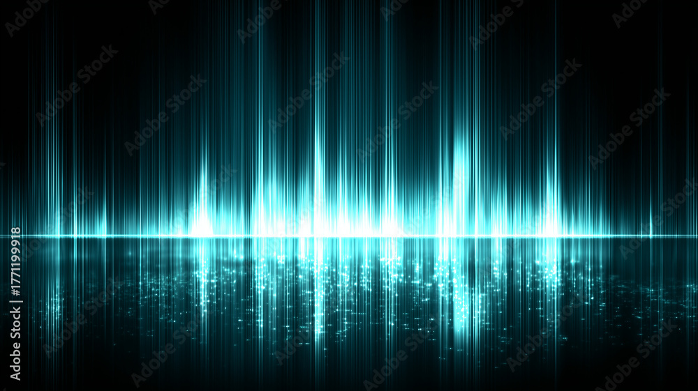 Vertical Audio Spectrum Peaks Over a Horizon Line, symbolizing ...