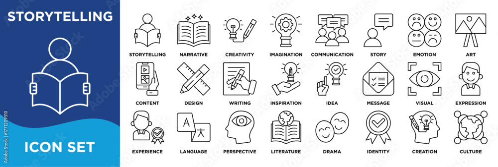 storytelling icon collection set. Containing storytelling, narrative ...