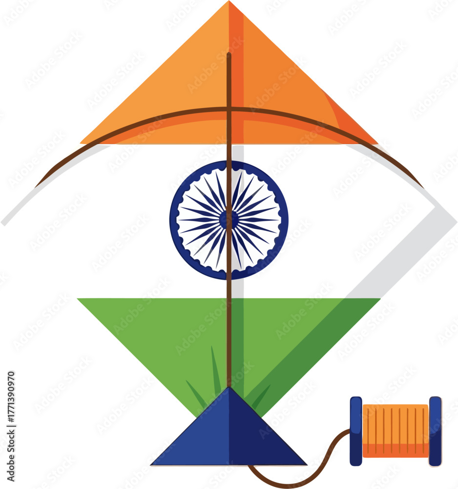 Indian Kite Vector with Tricolor Art and Ashoka Chakra – Independence ...