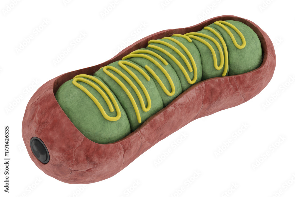 Stock-Foto „3D rendering of a chloroplast showing green grana stacks ...
