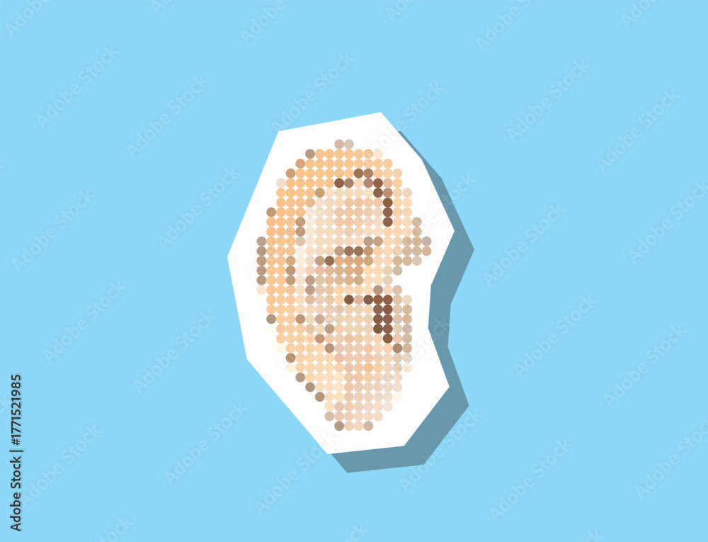 Human ear, dotted collage element in torn paper vector with pointillism ...