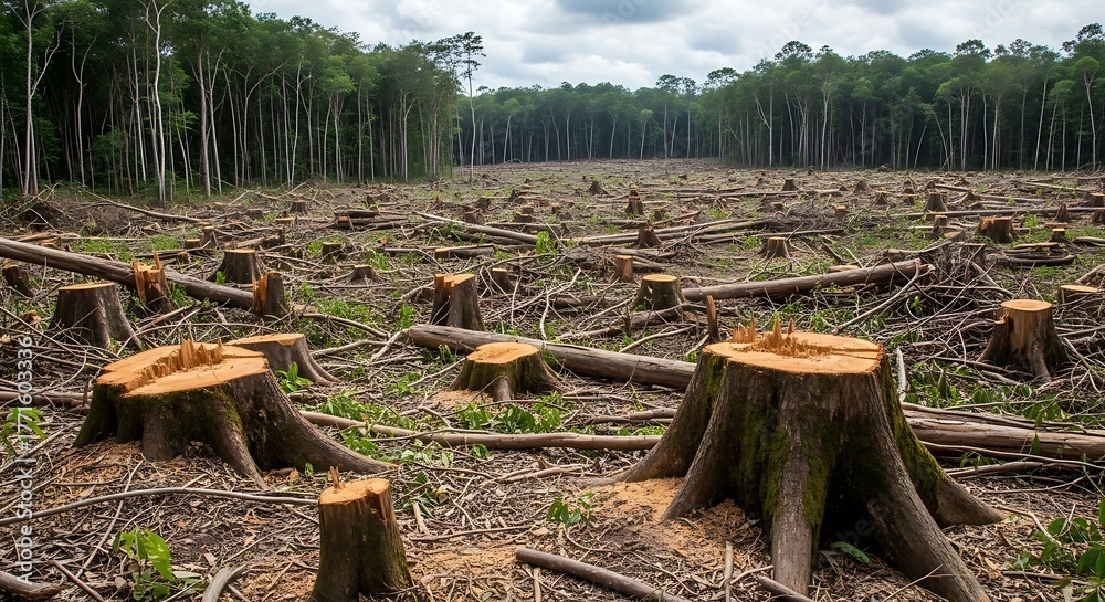 Deforestation in the amazon rainforest, highlighting the environmental ...