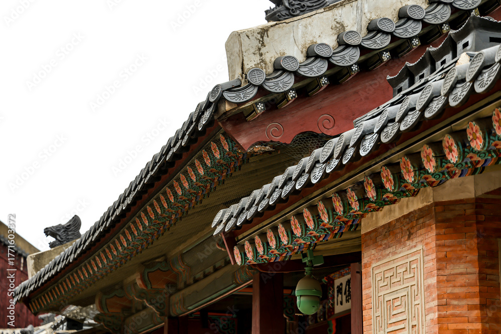 SEOUL, SOUTH KOREA - OCTOBER 11, 2025 - Korean traditional roof detail ...