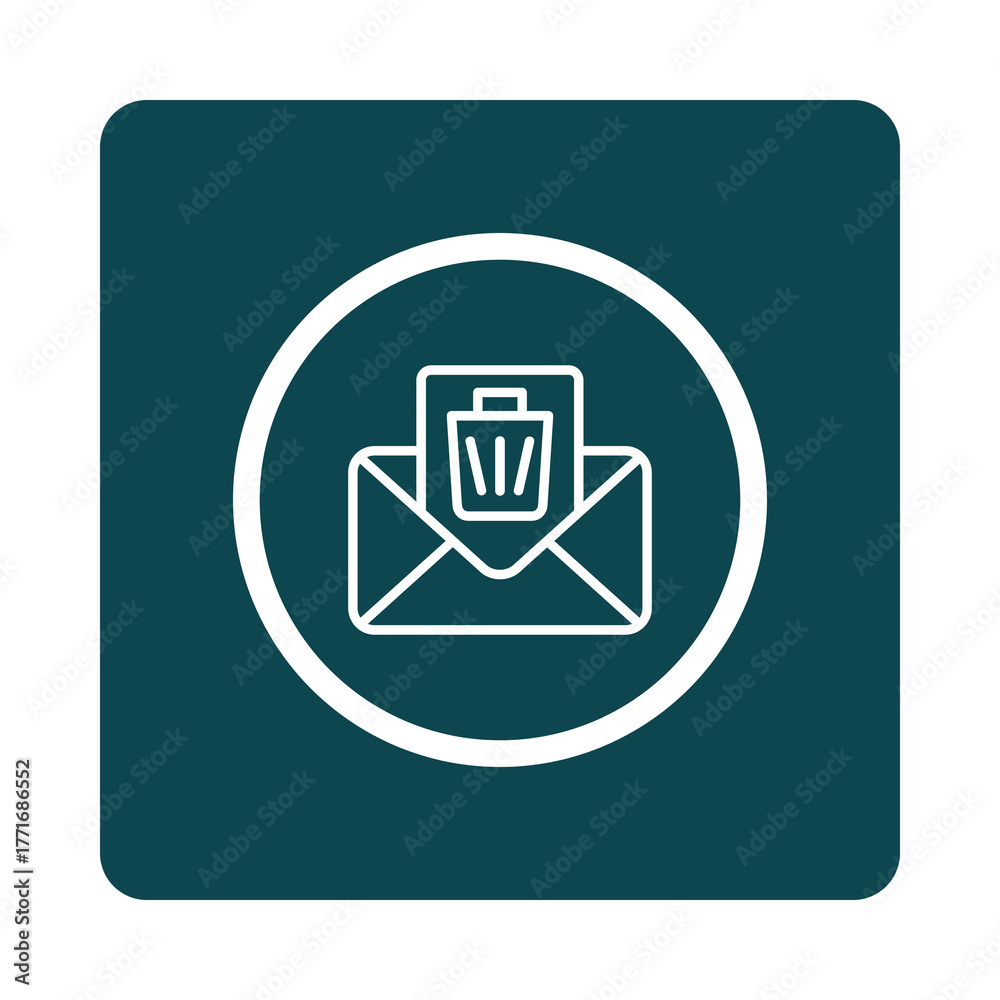 Outline icon of an email with a trash can inside isolated on ...