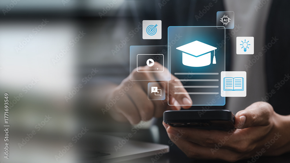 Mobile learning concept with interactive digital education interface ...