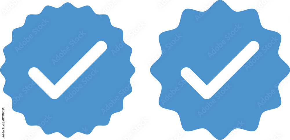 Blue Check Mark and Profile Approved icon set. Verified badge symbol ...