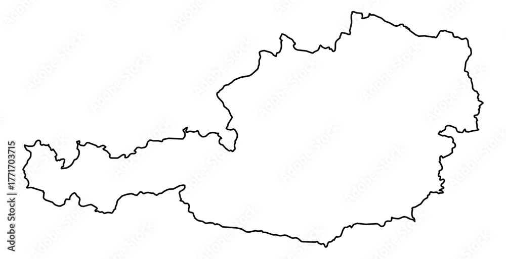 Austria Vector Map Outline | Editable Austria SVG Line Art | Minimalist ...