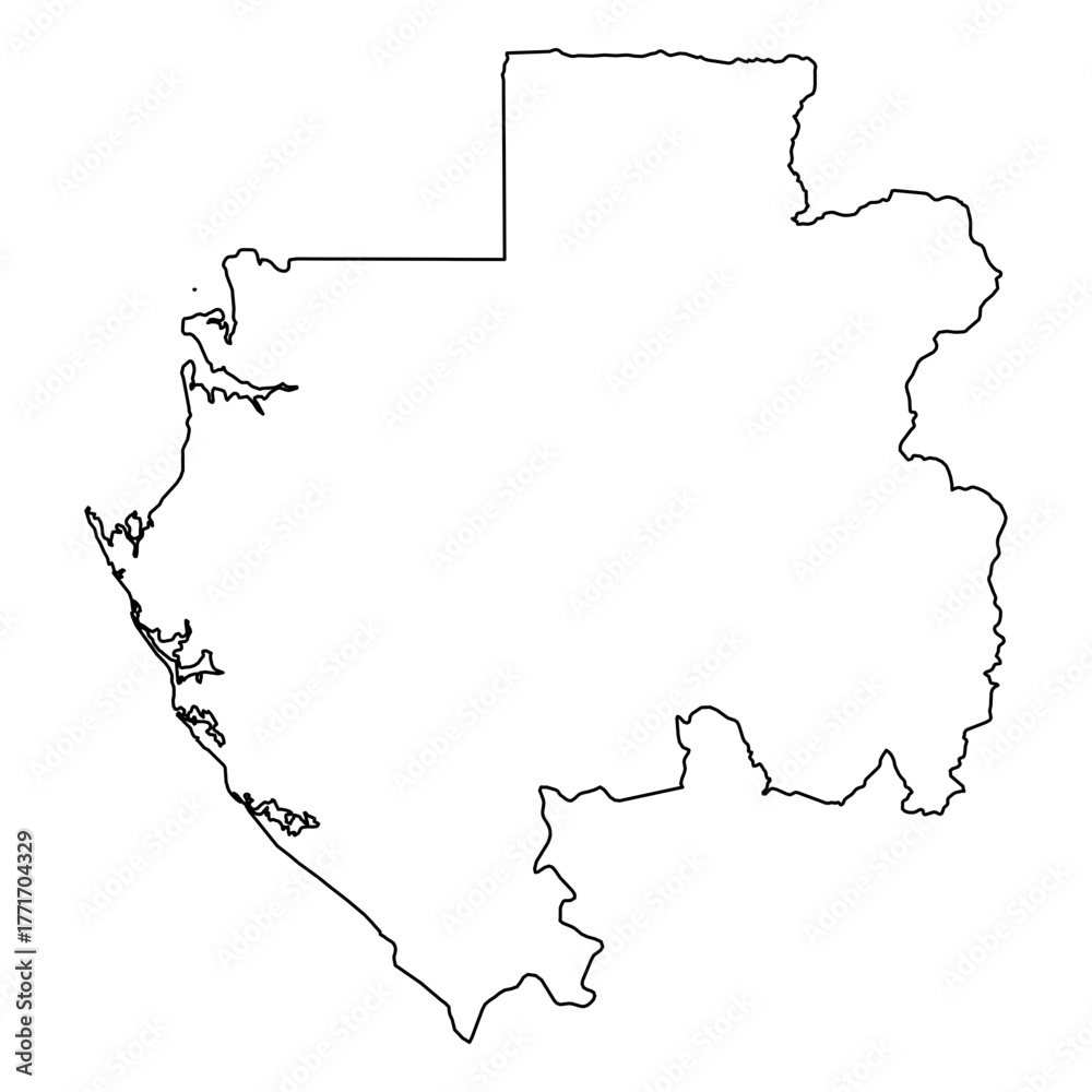 Gabon Vector Map Outline | Editable Gabon SVG Line Art | Minimalist ...