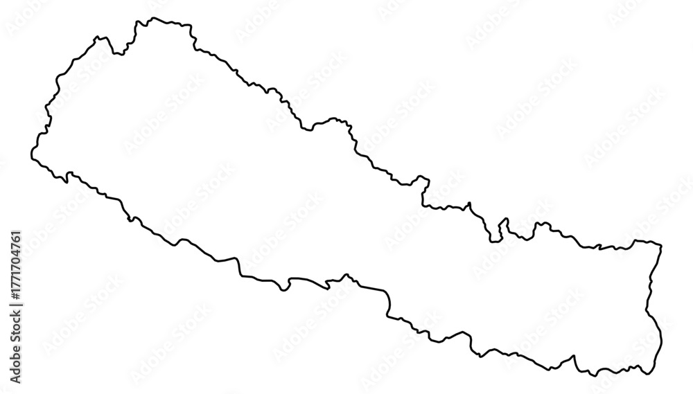 Nepal Vector Map Outline | Editable Nepal SVG Line Art | Minimalist ...