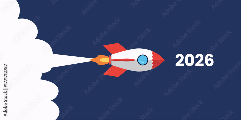 Rocket launching into New Year 2026. New beginnings, Fast start to 2026 ...