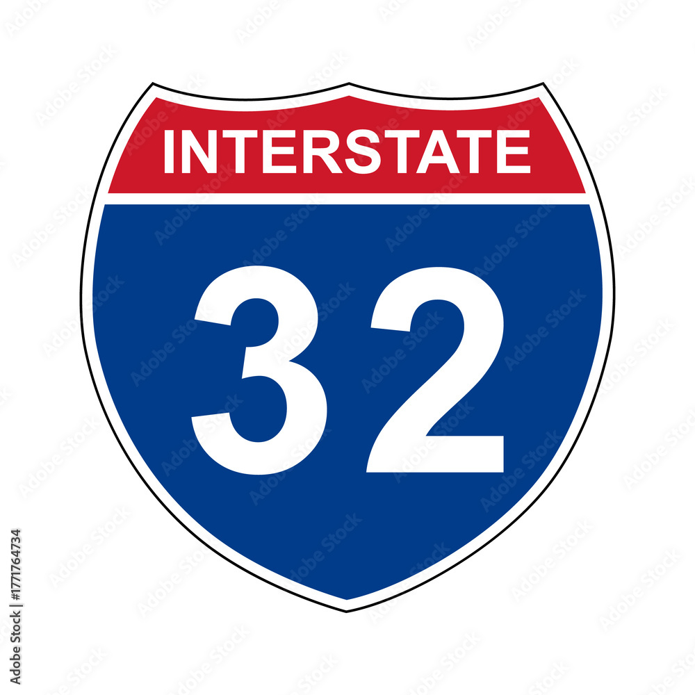 Ilustración de Stock Interstate 32. Interstate highway sign. Road ...