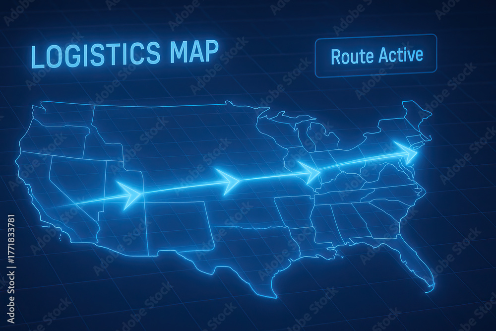 Stock-Illustration „Logistics supply chain management route active map ...