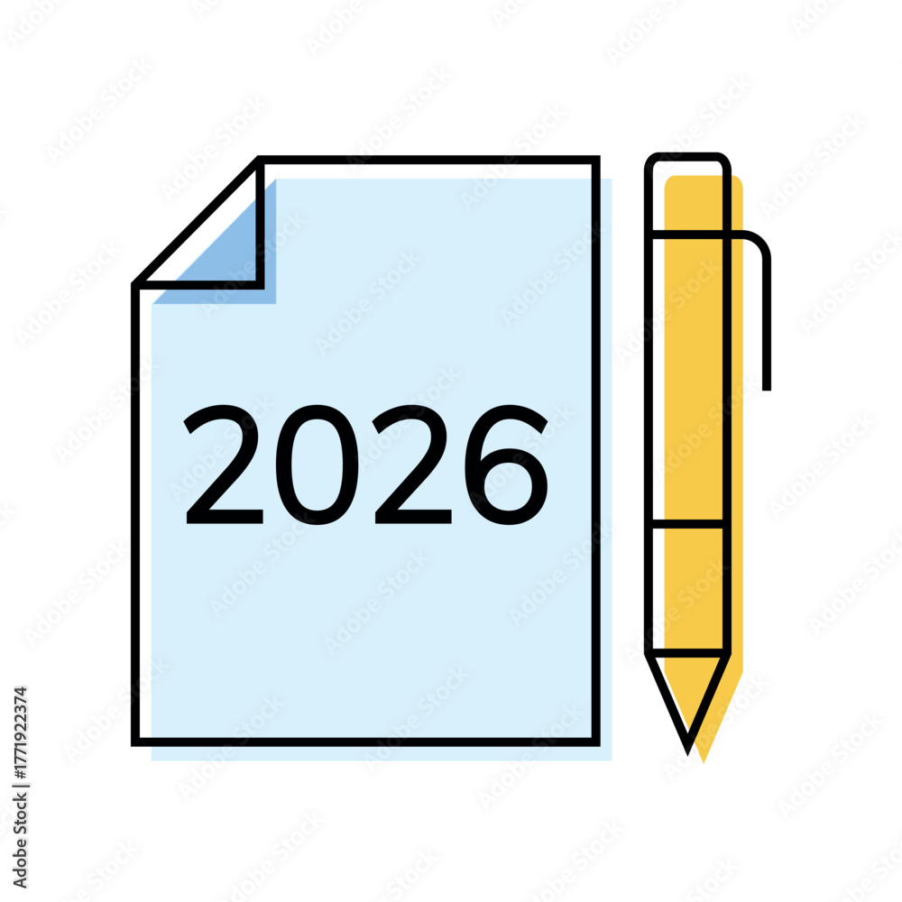 icons. 2026. a collection of minimalist icons depicting the year 2026 ...