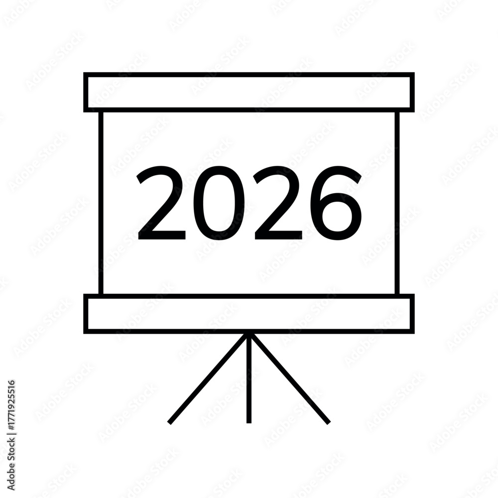 icons. 2026. a collection of minimalist icons depicting the year 2026 ...