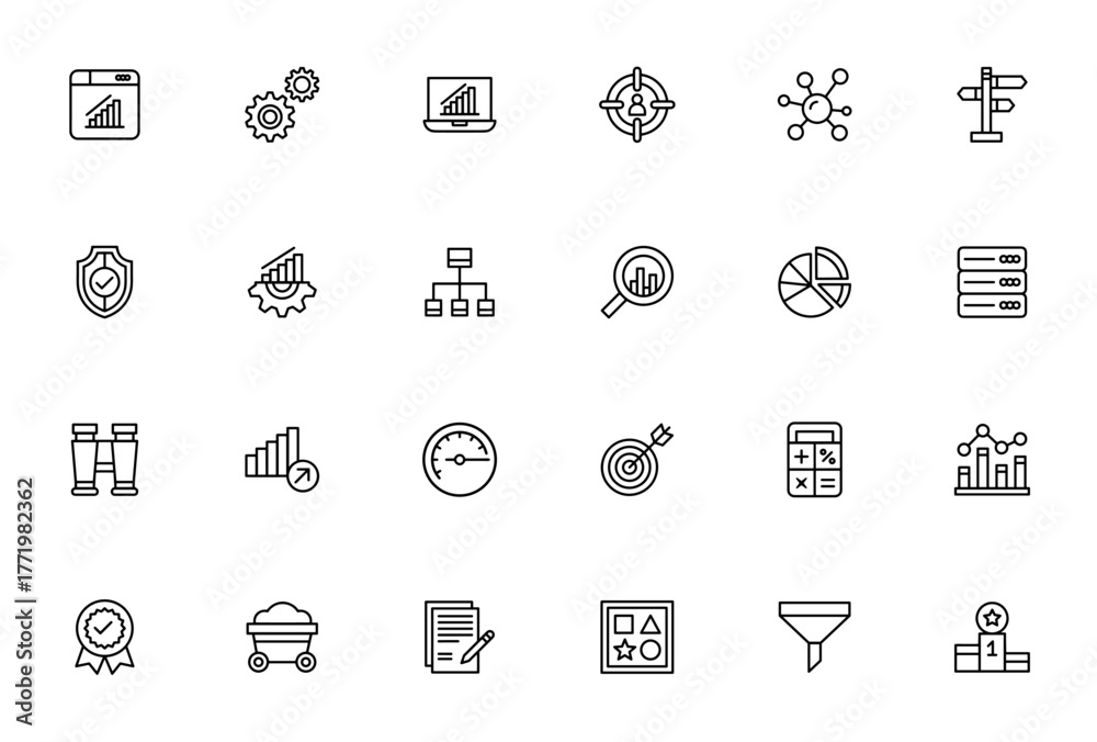 Data Analytics icon set. Vector illustration. Includs symbols for bar ...