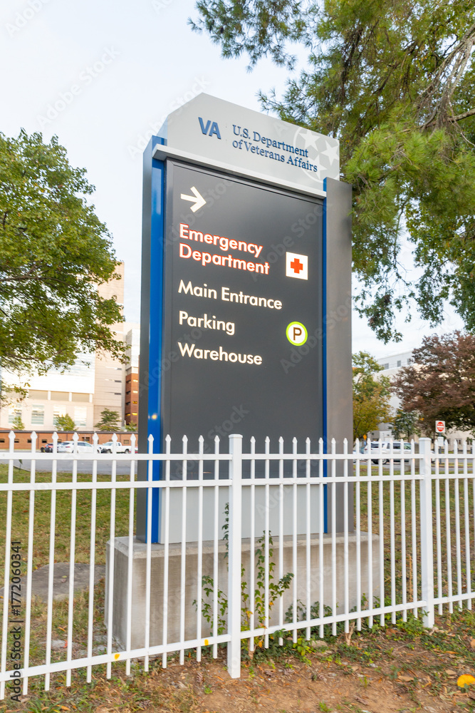 U.S. Department of Veterans Affairs sign for entrance to hospital ...