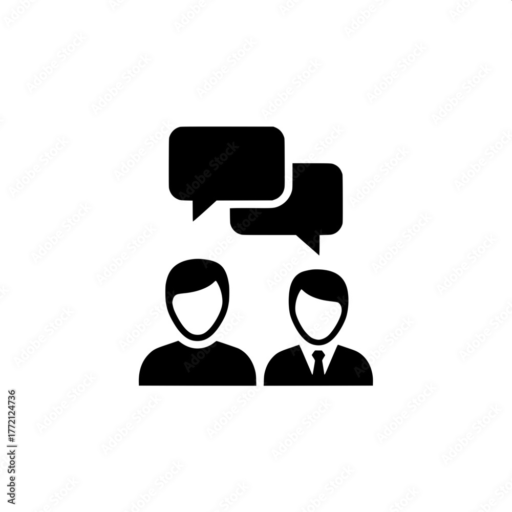 Discussion and communication icon showing two people with speech ...