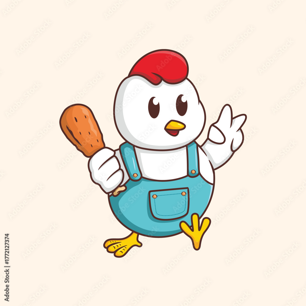 Fun and adorable cartoon character of a baby chicken wearing blue ...