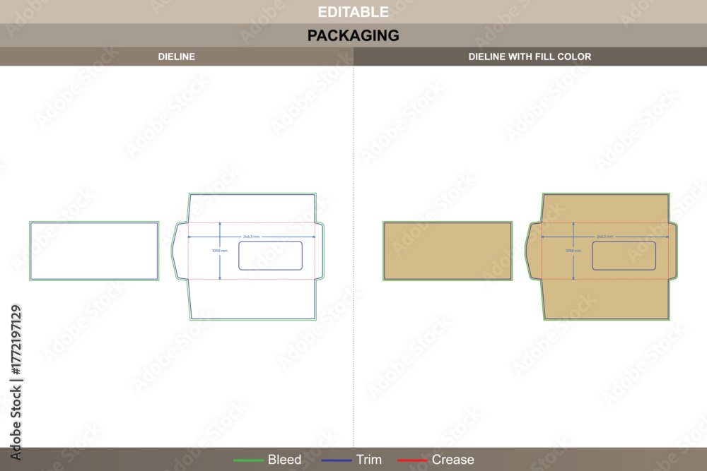 Legal envelope dieline arranged by vector plan ensuring reliable ...