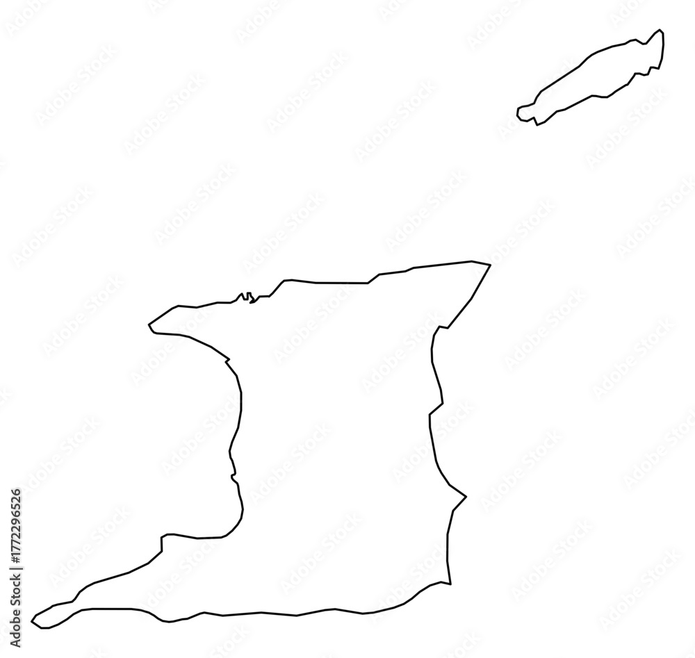 Trinidad and Tobago Vector Map Outline | Editable Trinidad and Tobago ...