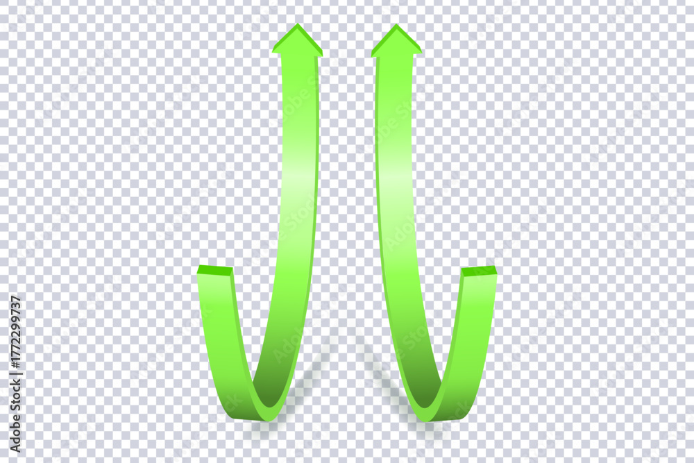 Growing Green Arrow up. Concept of sales symbol icon with realistic 3d ...