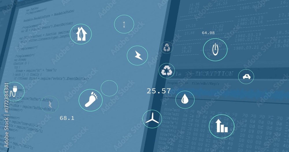 Foto de Stock Displaying dashboard showing code and hex panels with ...