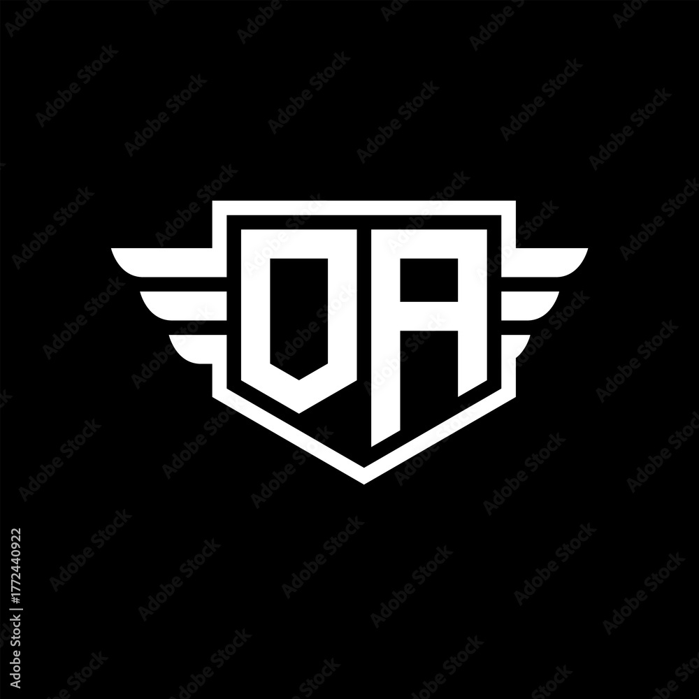 OA Logo vector image of initial shield with wing outline and simple ...
