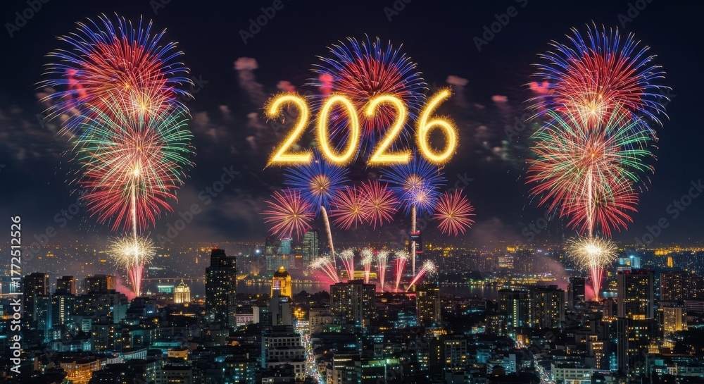 Spectacular new year s eve fireworks display welcoming 2026 over city ...