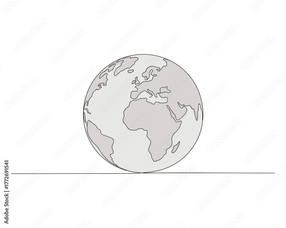 Stylized oval projection of the earth showing continents and oceans in ...
