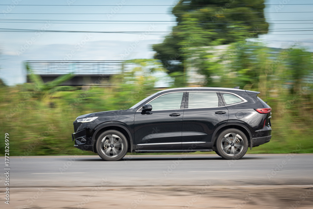 Nakhonsawan, Thailand - Oct, 2025: HAVAL H6 HEV, A black car to speed ...