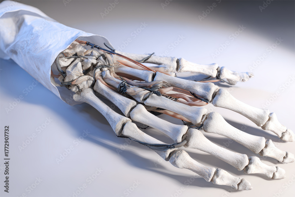 Стоковое фото «Skeleton hand organs bones tendons nerves ligaments ...