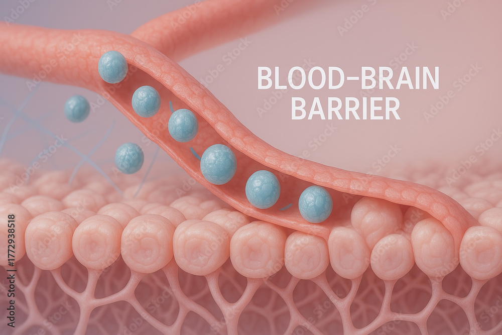 Blood vessel interacting with brain tissue showing microplastic ...