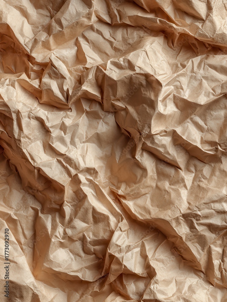 Photograph of crumpled paper texture, showcasing complex folds and ...