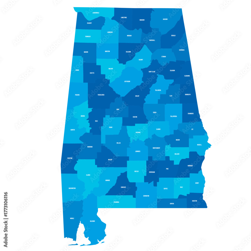 Vector de Stock Alabama, AL - detailed political map of US state ...