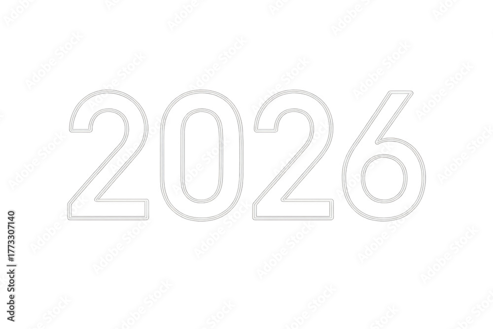 2026 year number presenting white glowing outline digits, suitable for ...