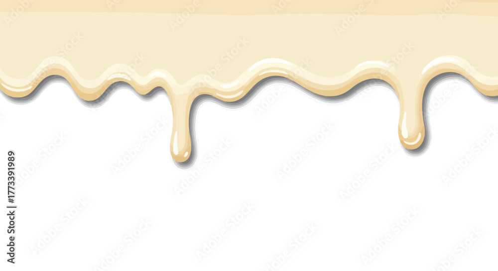 Smooth white liquid dripping, creating a rich and sweet flowing texture ...
