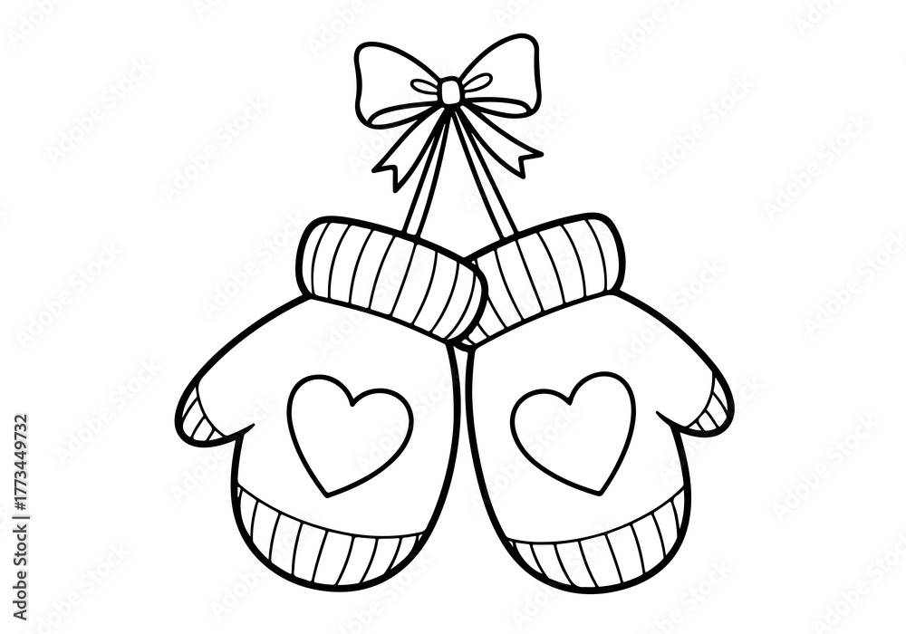 Mittens with Hearts Coloring Page A Warm Winter Activity for Creative ...