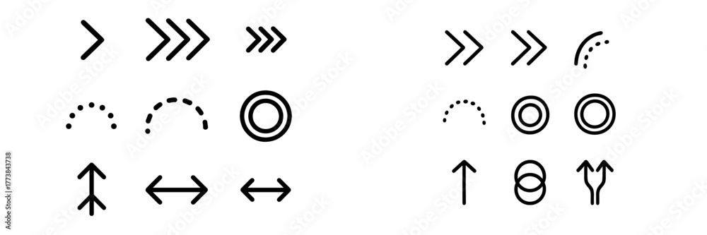 Different types of arrows and circular symbols designed for various ...
