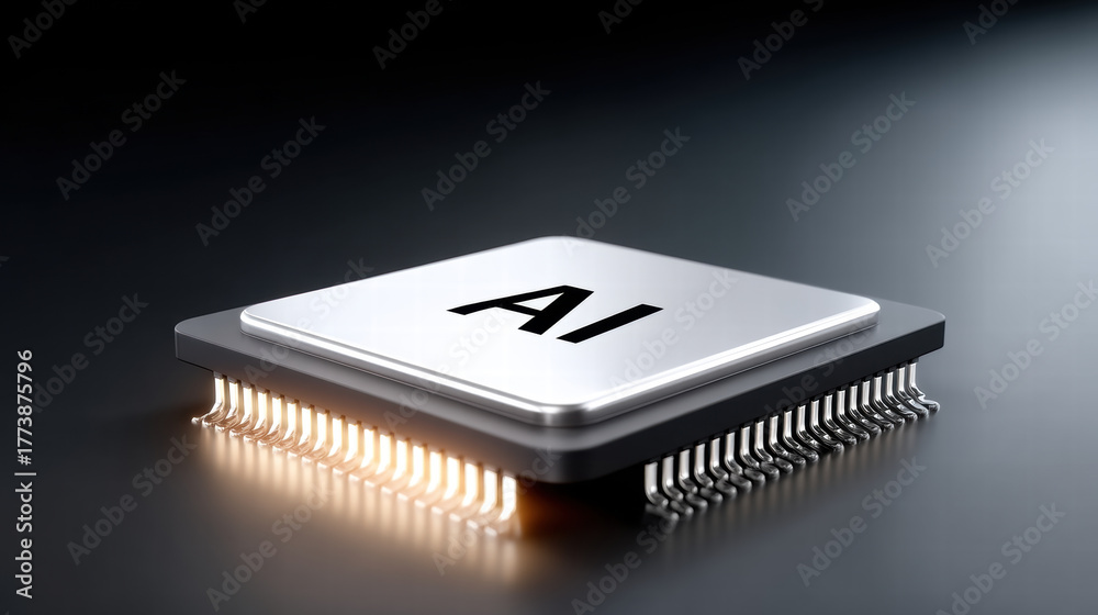 Glowing ai chip for autonomous vehicles with sleek design and advanced ...
