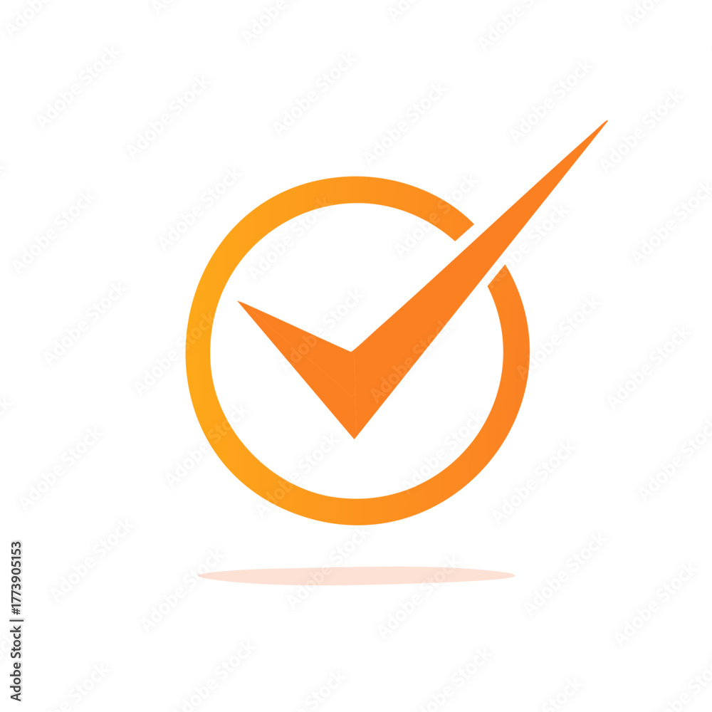 Graphic Design Element Featuring a Bold Orange Check Mark Inside a ...