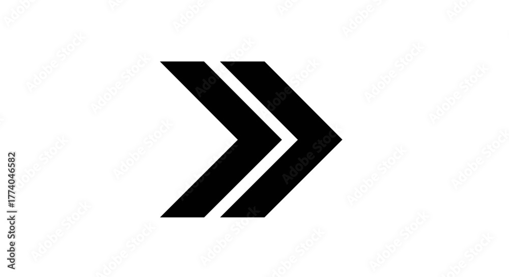 Double Arrow Symbol in Black on White Background Shows Direction, Next ...