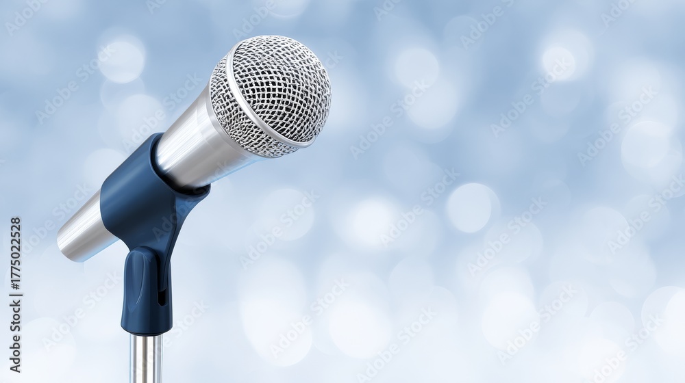 Professional studio microphone capturing crystal clear audio on vibrant ...