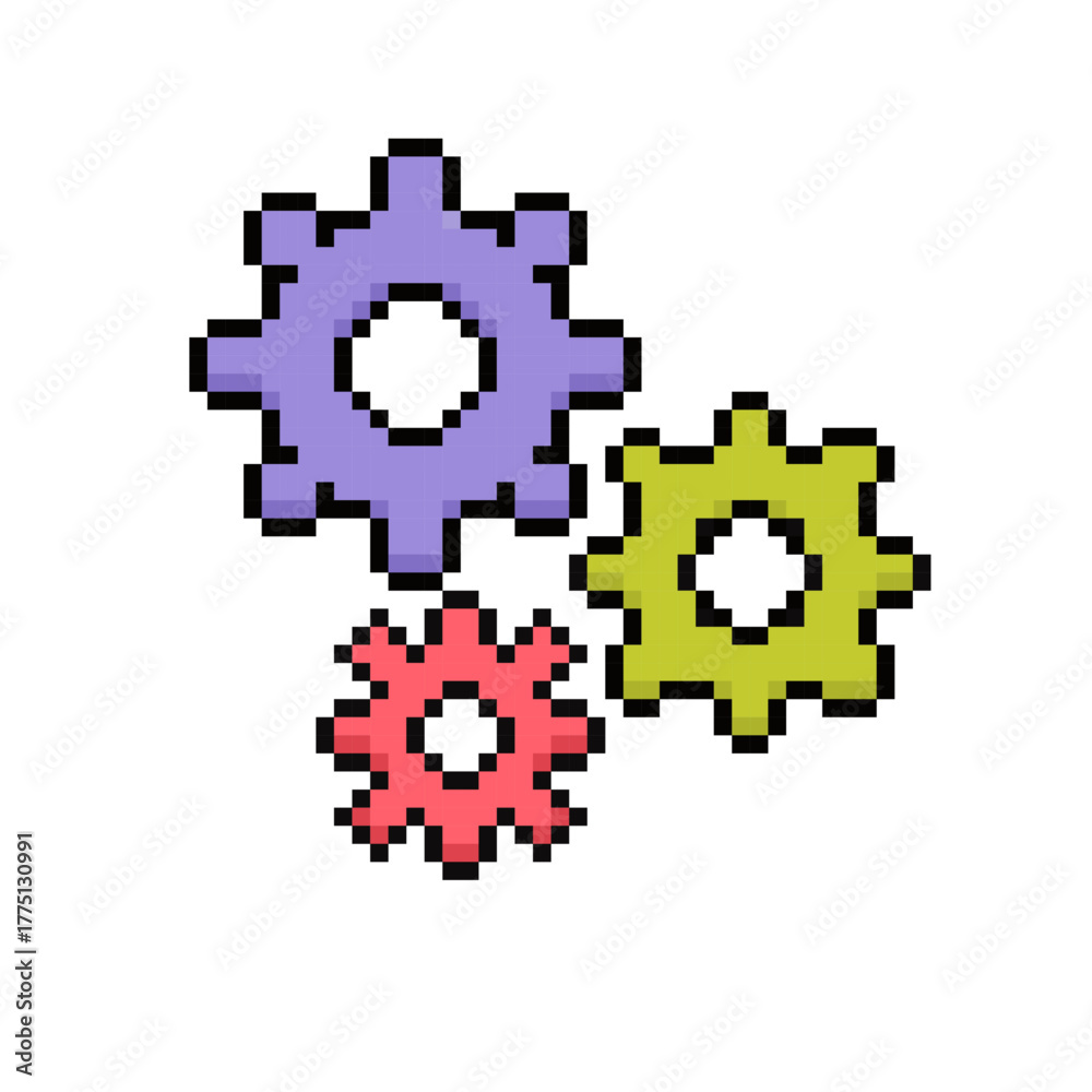 GEAR SETTING TUNE PIXEL ART Stock Vector | Adobe Stock
