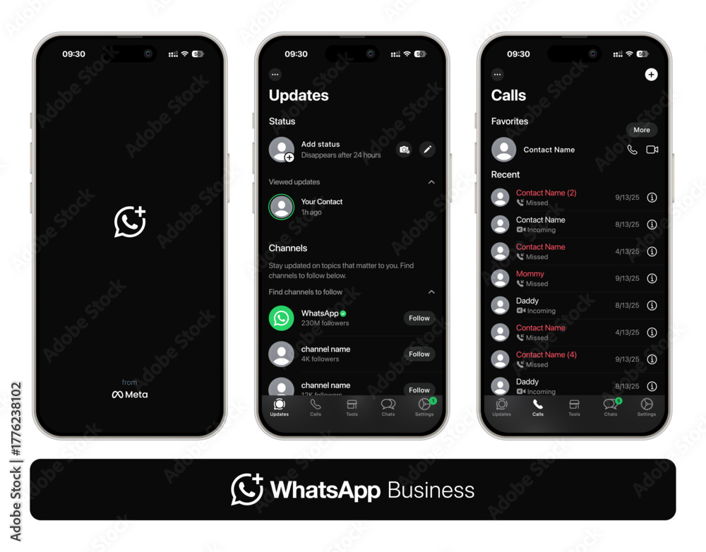 WhatsApp Business messenger UI template 2025 update shown on iPhone 17 ...