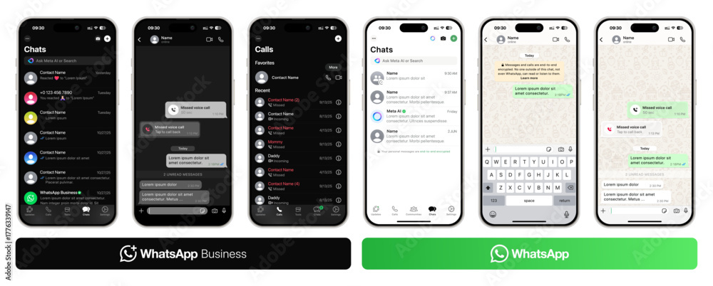 WhatsApp Business and WhatsApp Messenger UI template 2025 update shown ...