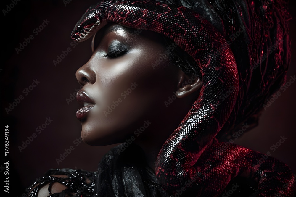 Lowlight, editorial fashion portrait, avant-garde. Dynamic pose ...