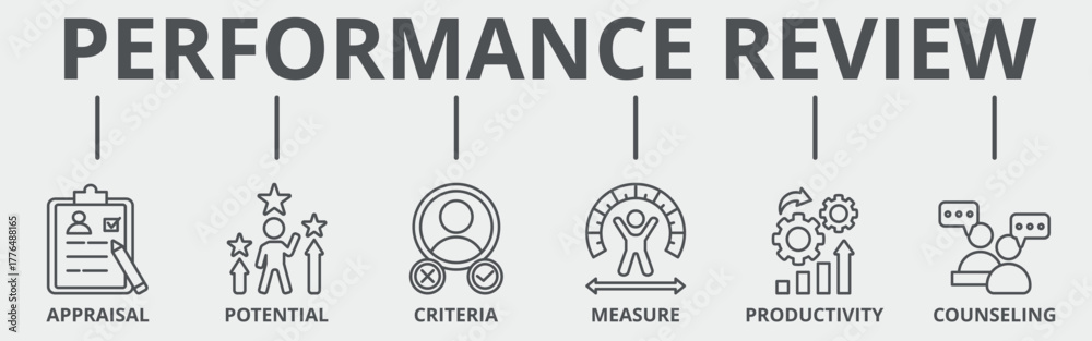 Performance review banner web icon vector illustration concept Stock ...