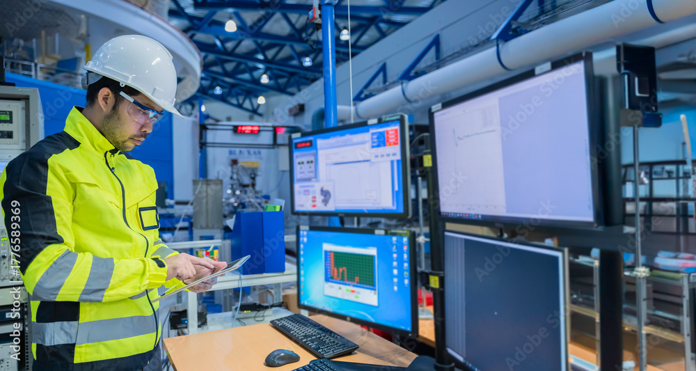 Engineer working at control room,Manager control system,Technician man ...