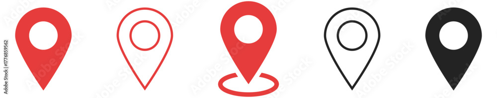 location map pointer icon, place pin marker sign - red gps map pointers ...