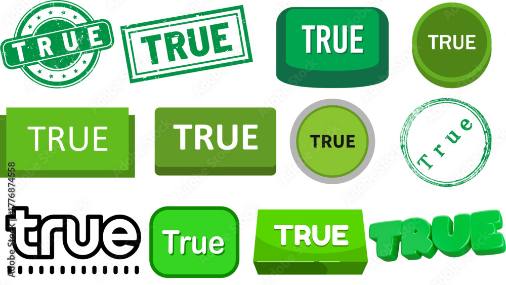 Explore verification graphics with green true stamp icons and ...